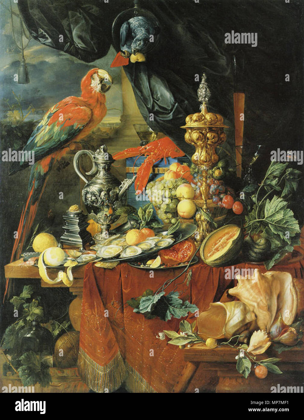 Still Life with Parrots. English: A Richly Laid Table with Parrots ...
