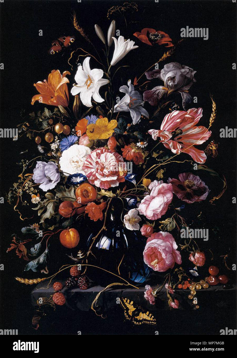 Vase with Flowers. circa 1670. 696 Jan Davidsz. de Heem 008 Stock Photo ...