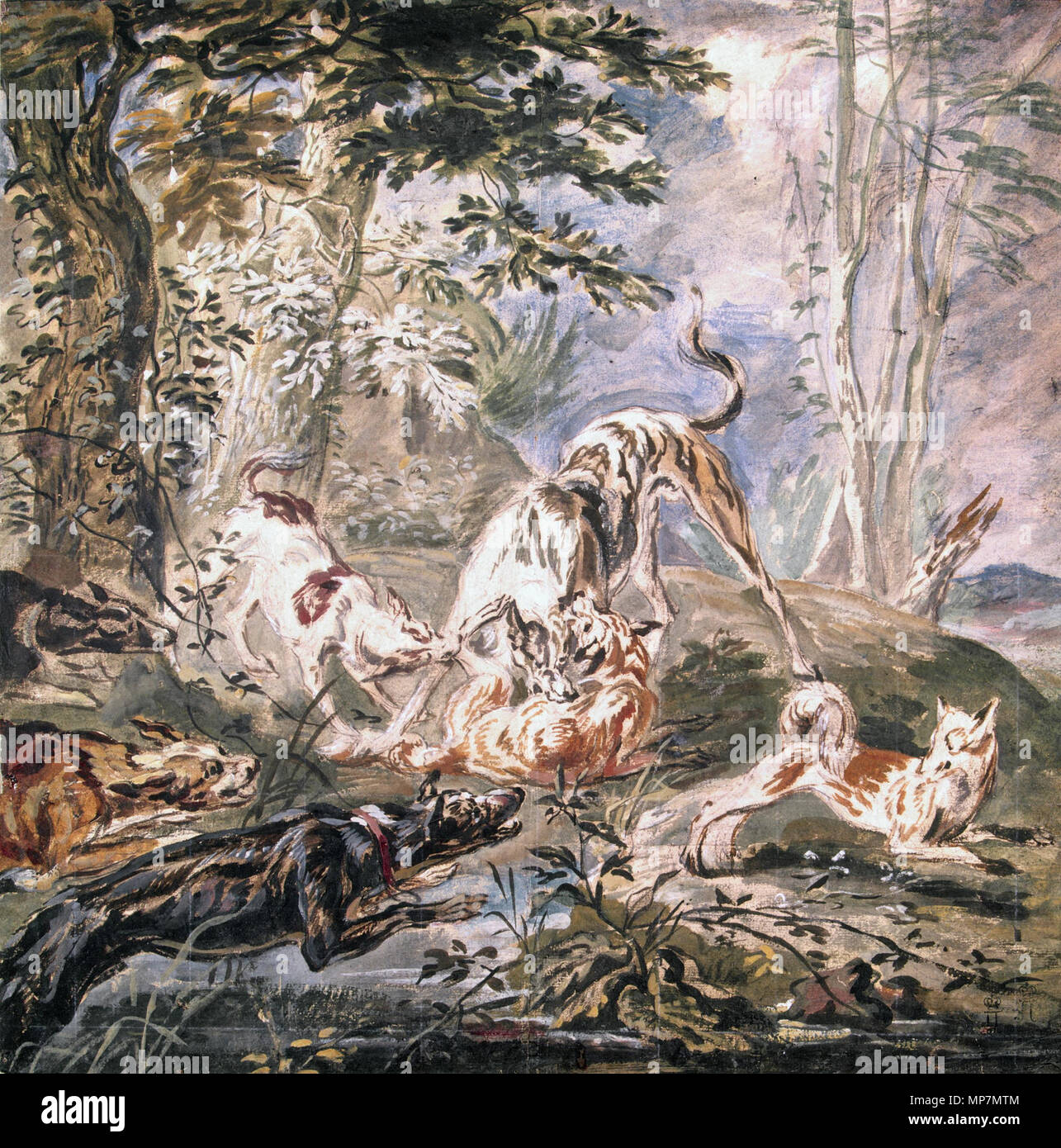 English: Fox Hunt Mid-17th century. 697 Jan Fyt - Fox Hunt Stock Photo ...