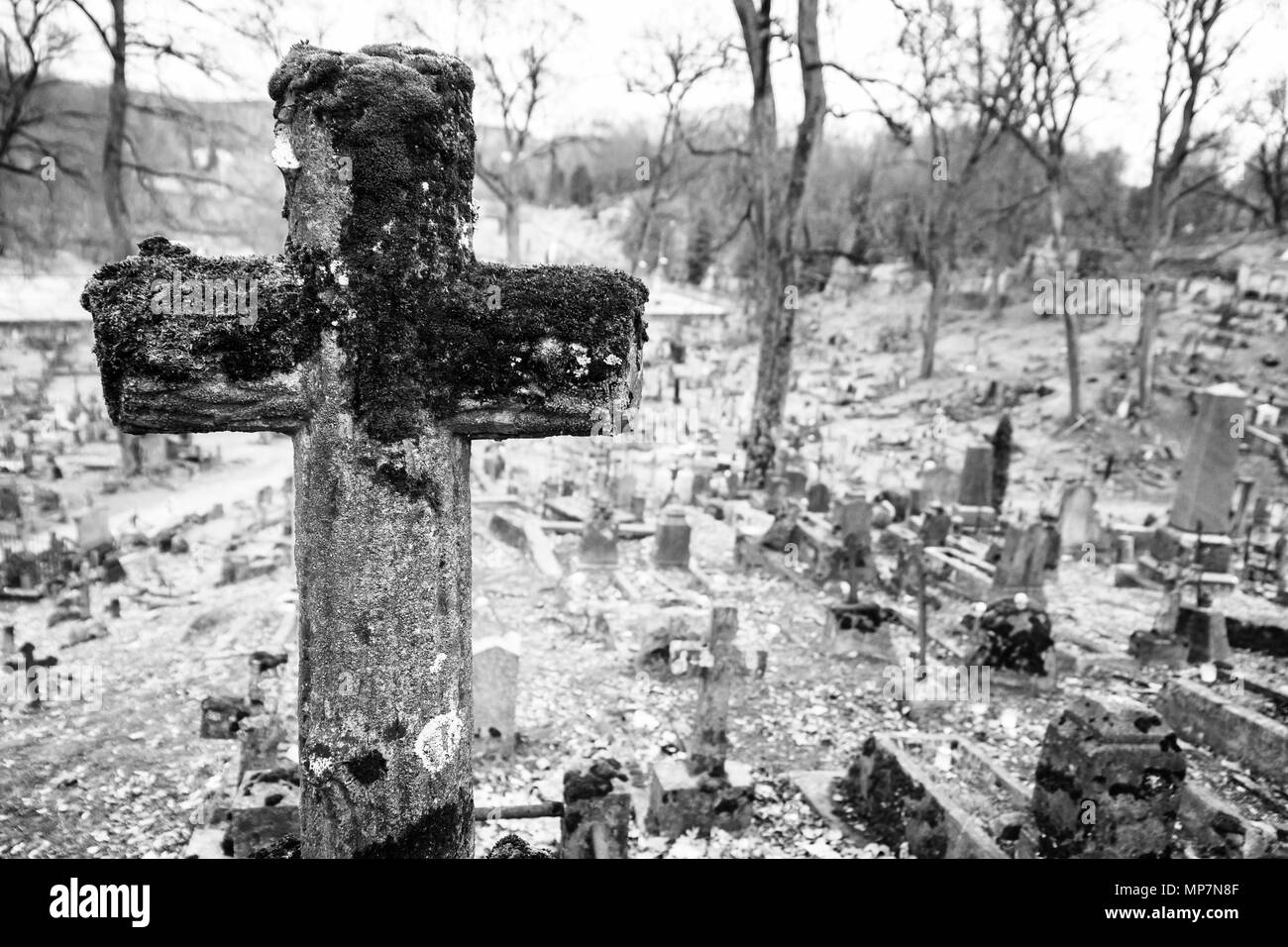 Big cross in the catholic cemetery of Rasos in Vilnius, Lithuania ...
