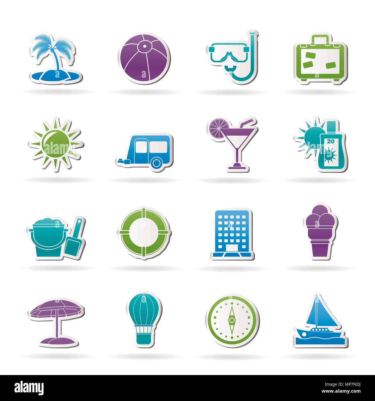Vacation and holiday icons - vector icon set Stock Vector Image & Art ...