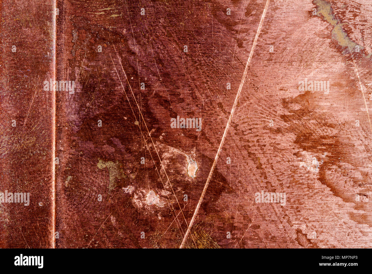 Scratched dirty dusty copper plate texture, old metal background ...