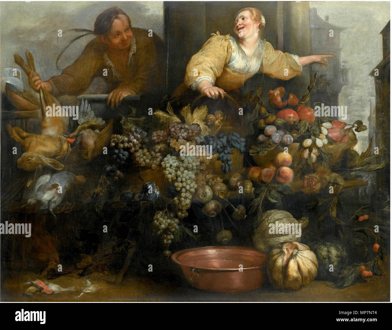 . English: Jan Roos, Composition of fruits, vegetables and game with ...
