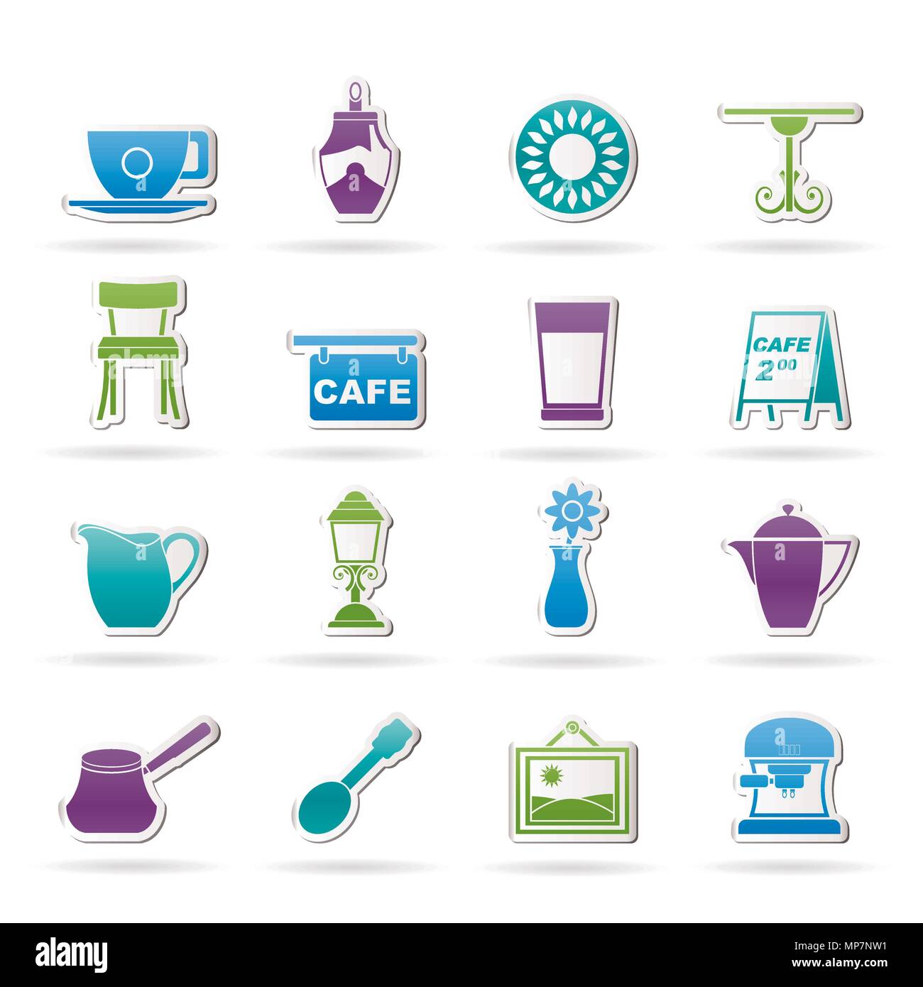 Café and coffeehouse icons - vector icon set Stock Vector Image & Art ...