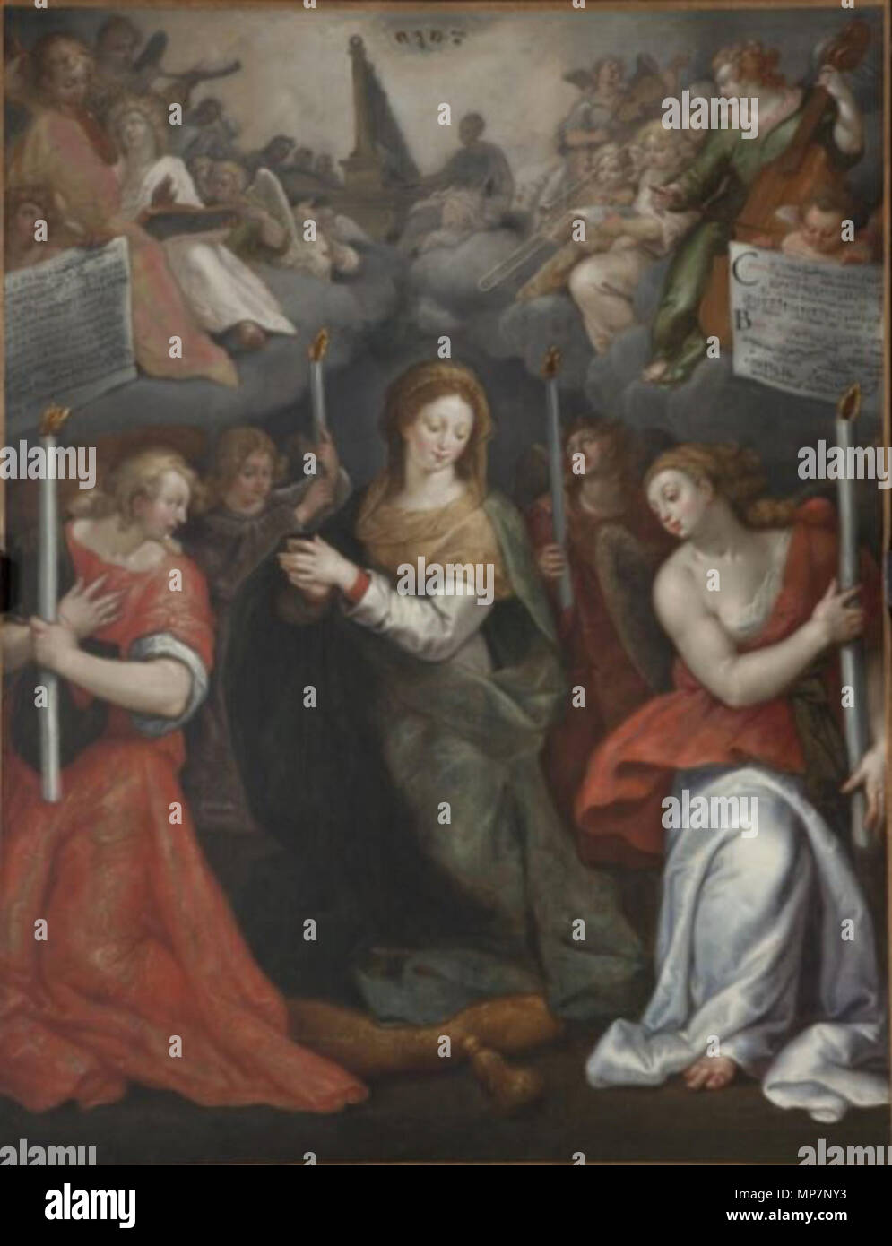 The Virgin Mary and angels signing the Magnificat between 1591 and 1610 ...