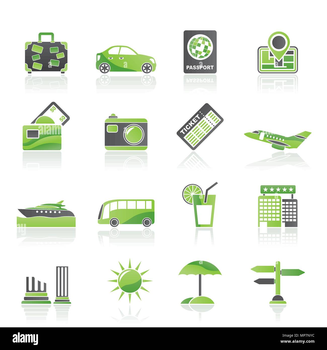 Travel and vacation icons - vector icon set Stock Vector Image & Art ...