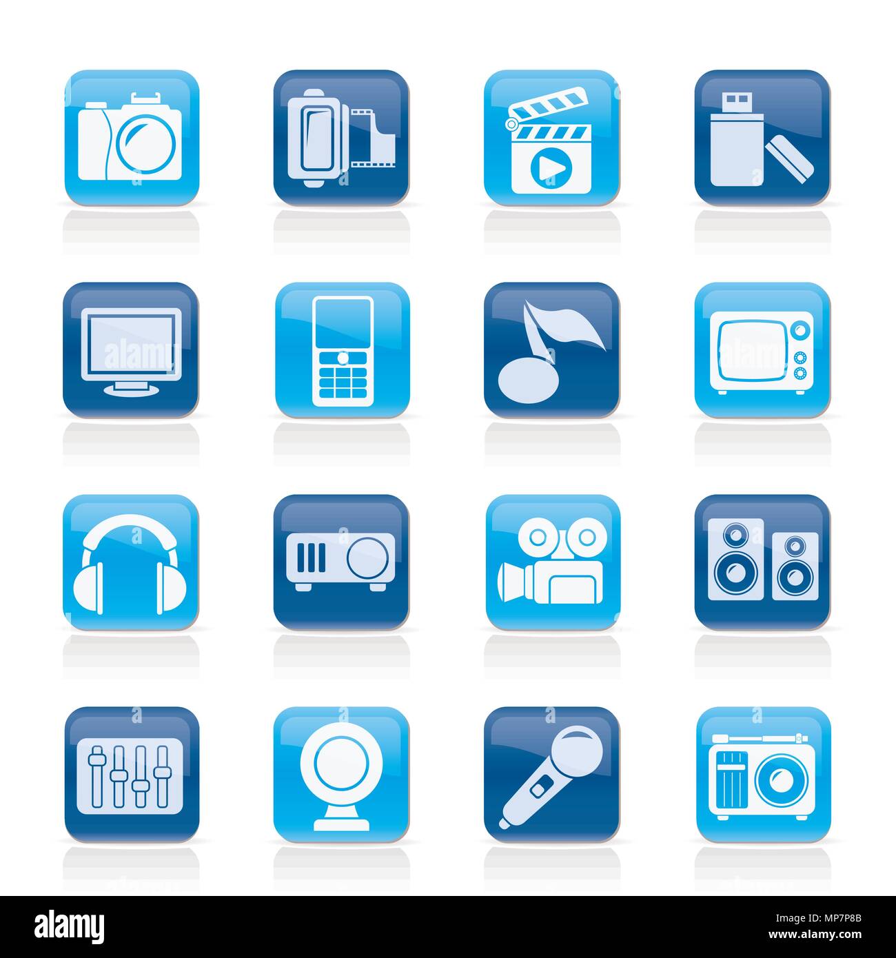Multimedia and technology icons - vector icon set Stock Vector Image ...