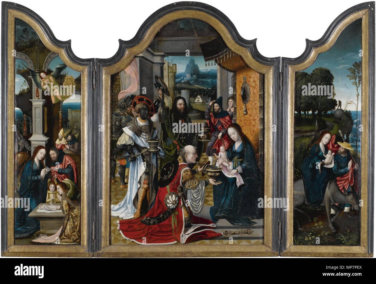 Triptych with the Adoration of the Magi, Nativity and Flight into Egypt 16th century. 703 Jan ...