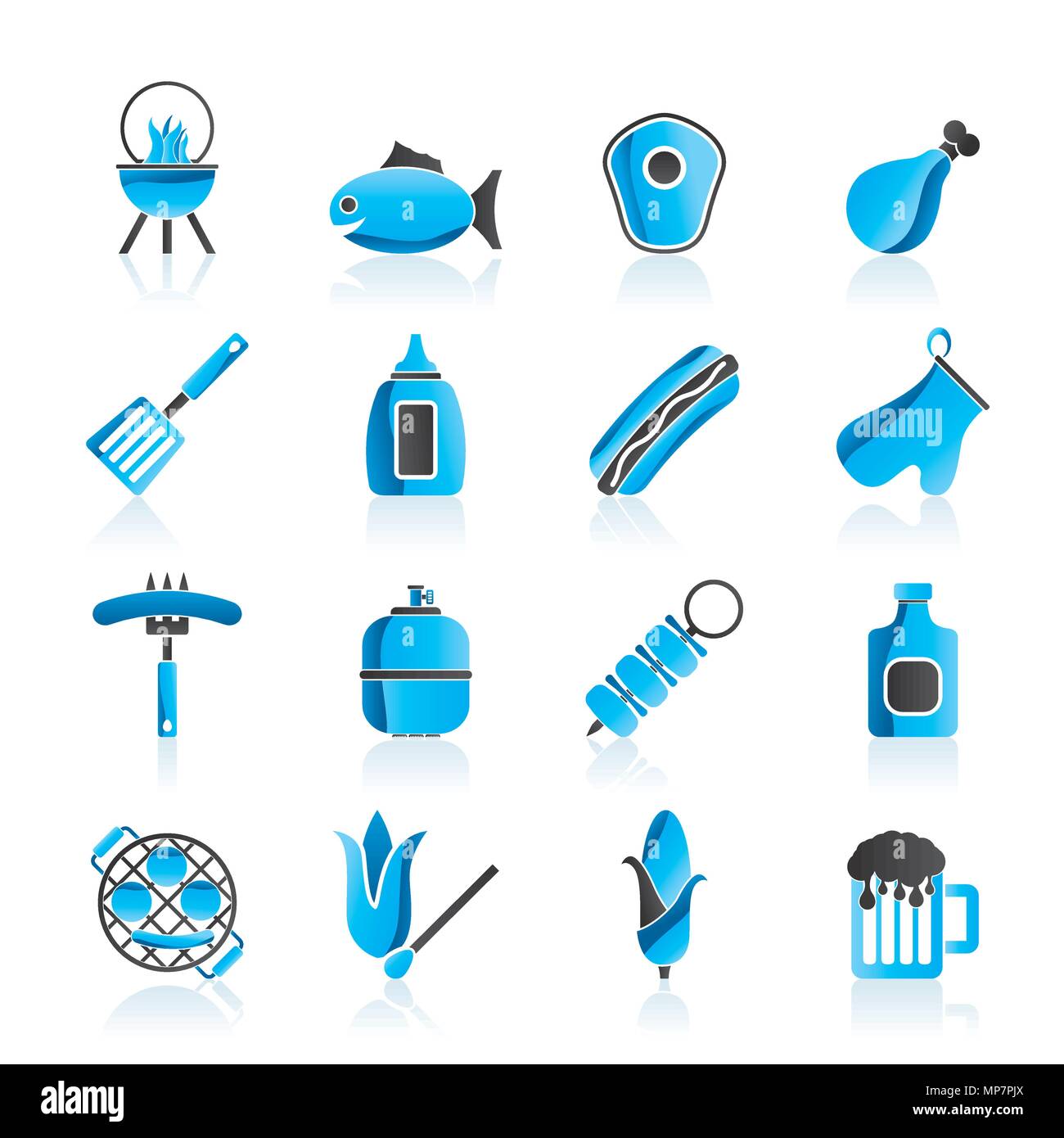 Grilling and barbecue icons - vector icon set Stock Vector Image & Art ...