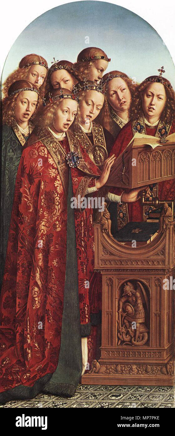 English: The Ghent Altarpiece: Singing Angels between 1427 and 1429 ...