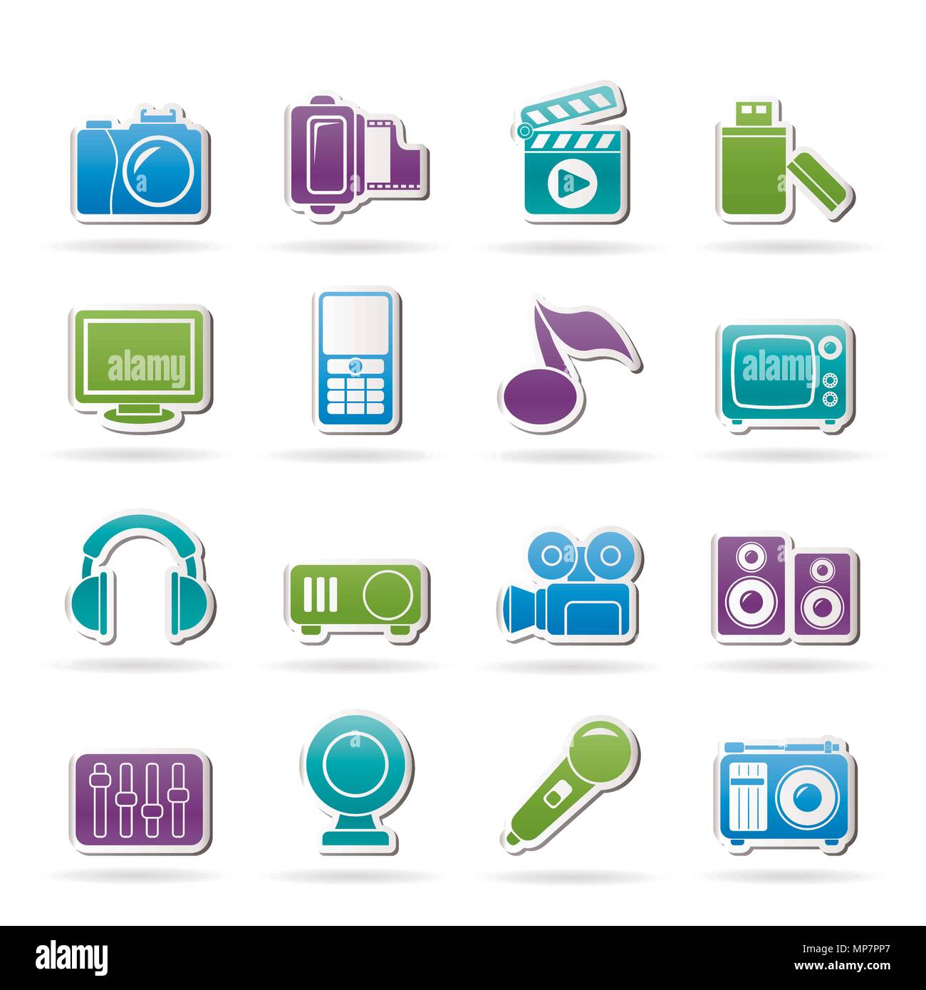 Multimedia and technology icons - vector icon set Stock Vector Image ...