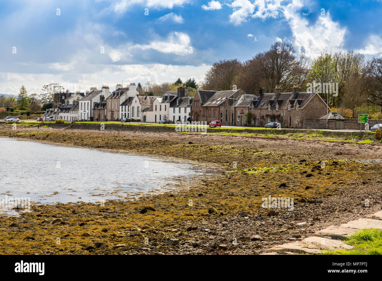 A row of mixed designs of cottages and chapels on the shores of Loch ...