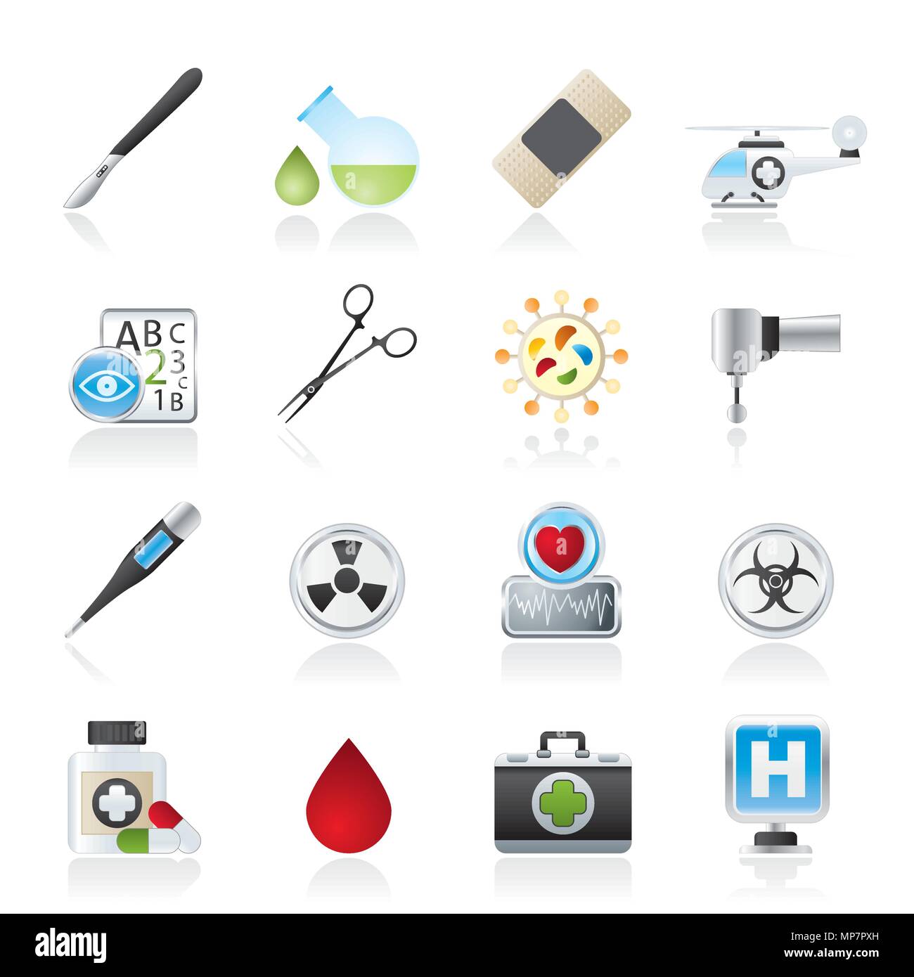 Medicine and hospital equipment icons - vector icon set Stock Vector ...