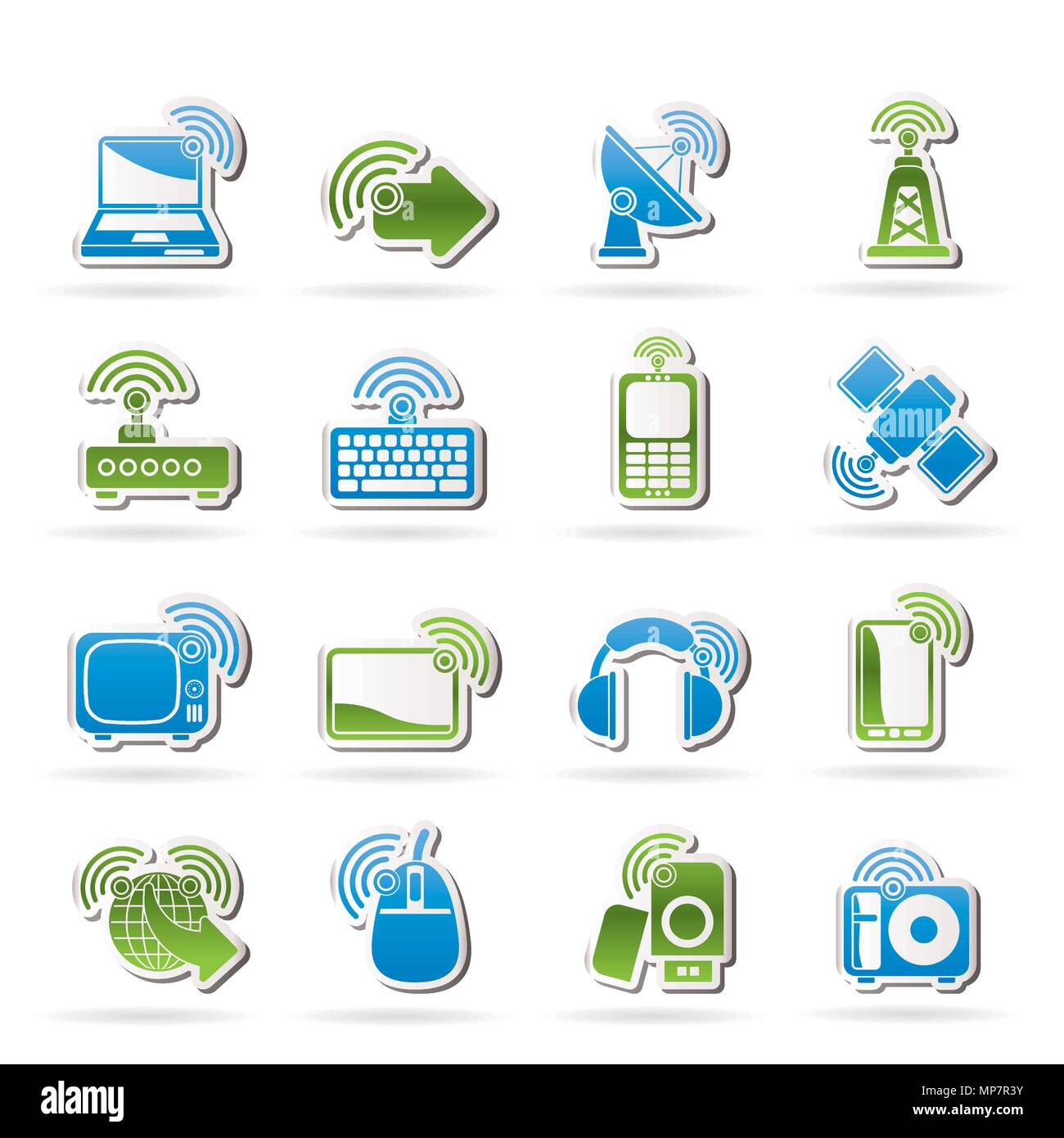 Wireless and technology icons - vector icon set Stock Vector Image ...