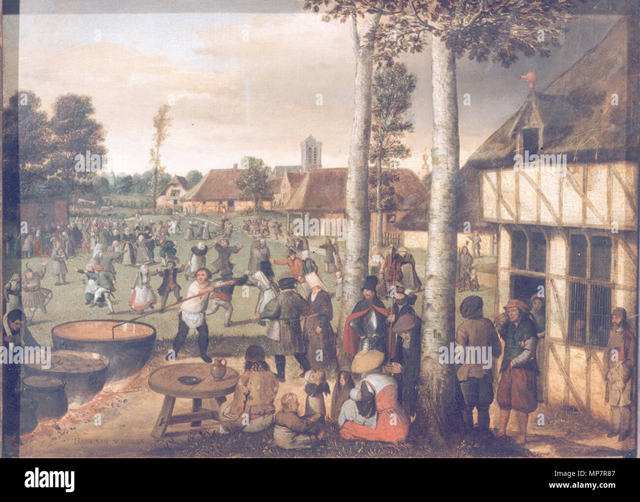 English: Peasants dancing between 1537 and 1670. 705 Jan van Wechelen ...