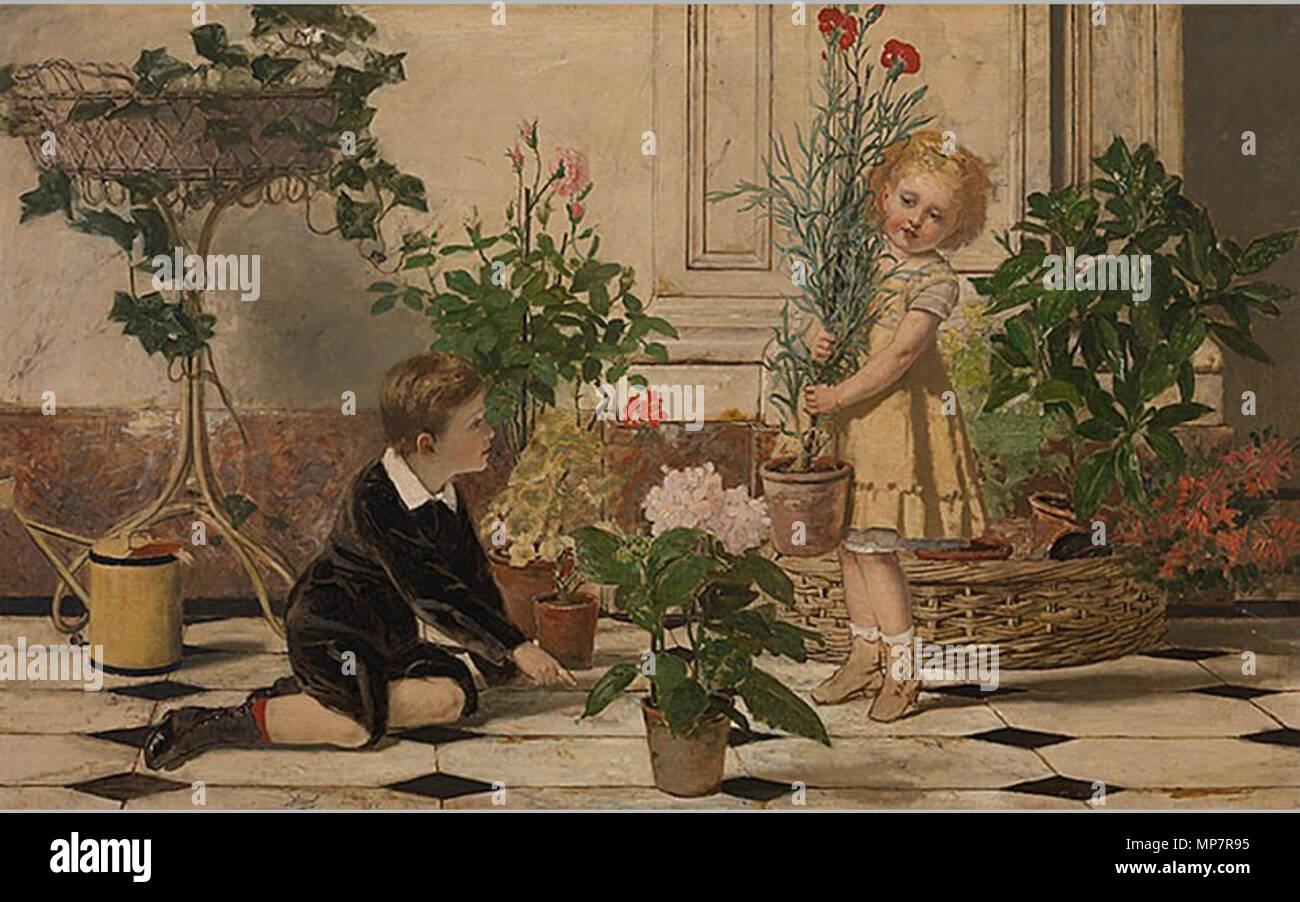 Two children 1873. 705 Jan Verhas - Two children Stock Photo - Alamy