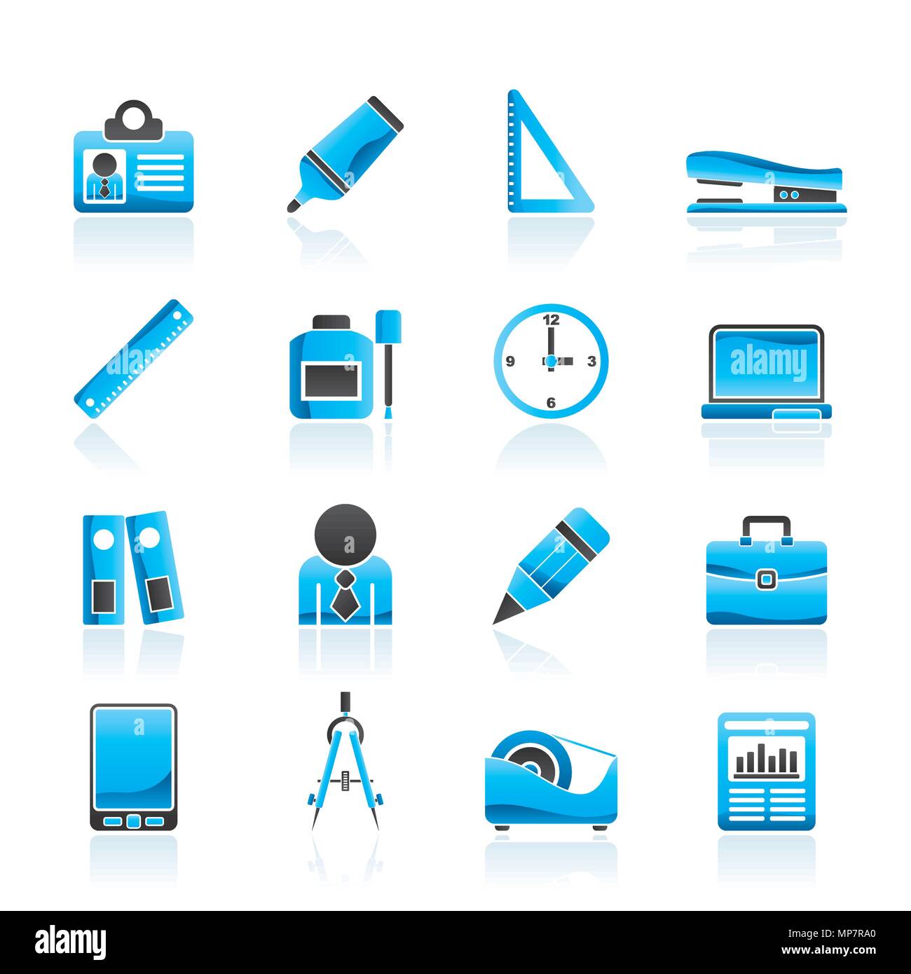 Business and office objects icons - vector icon set Stock Vector Image ...
