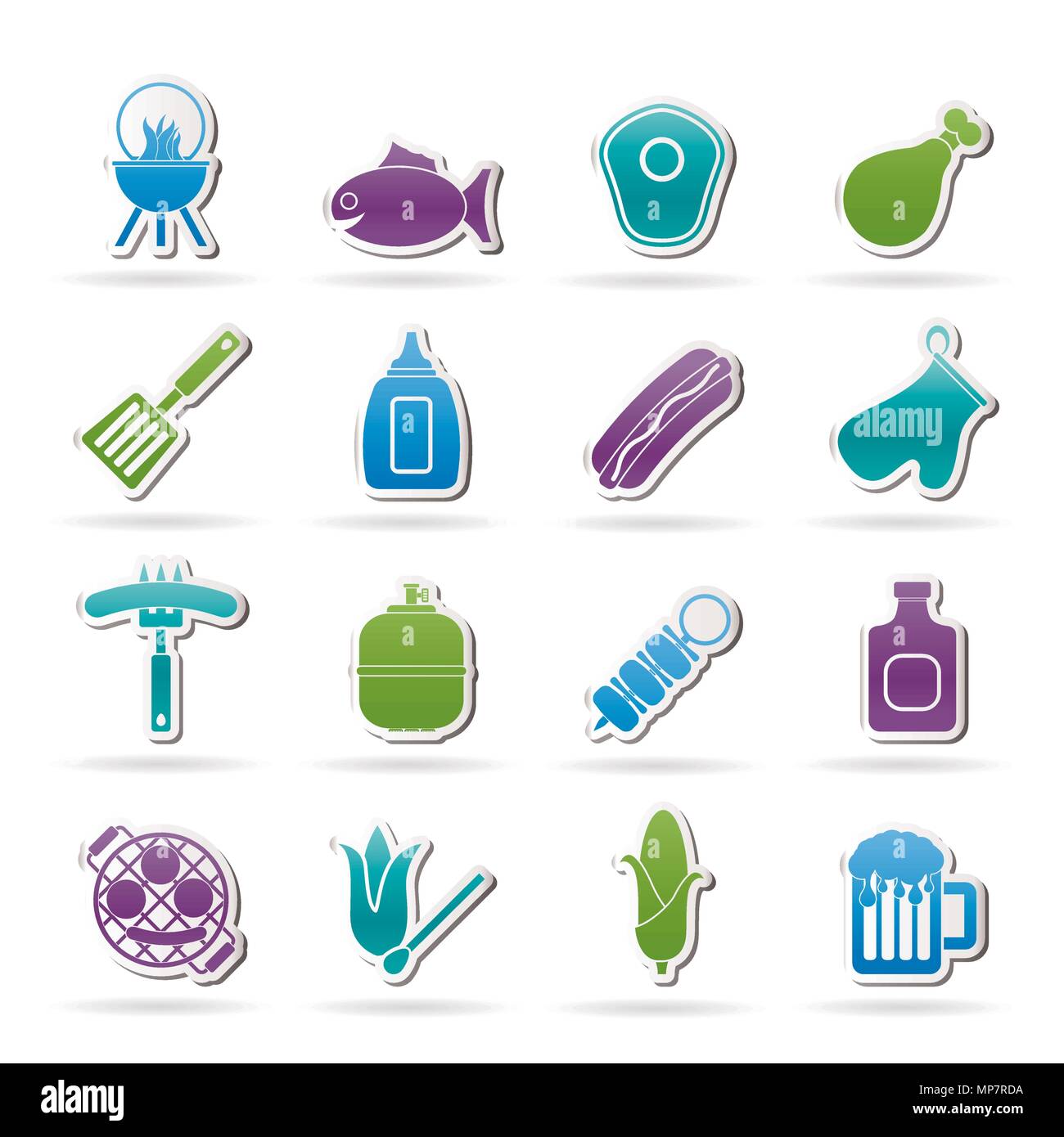 Grilling and barbecue icons - vector icon set Stock Vector Image & Art ...