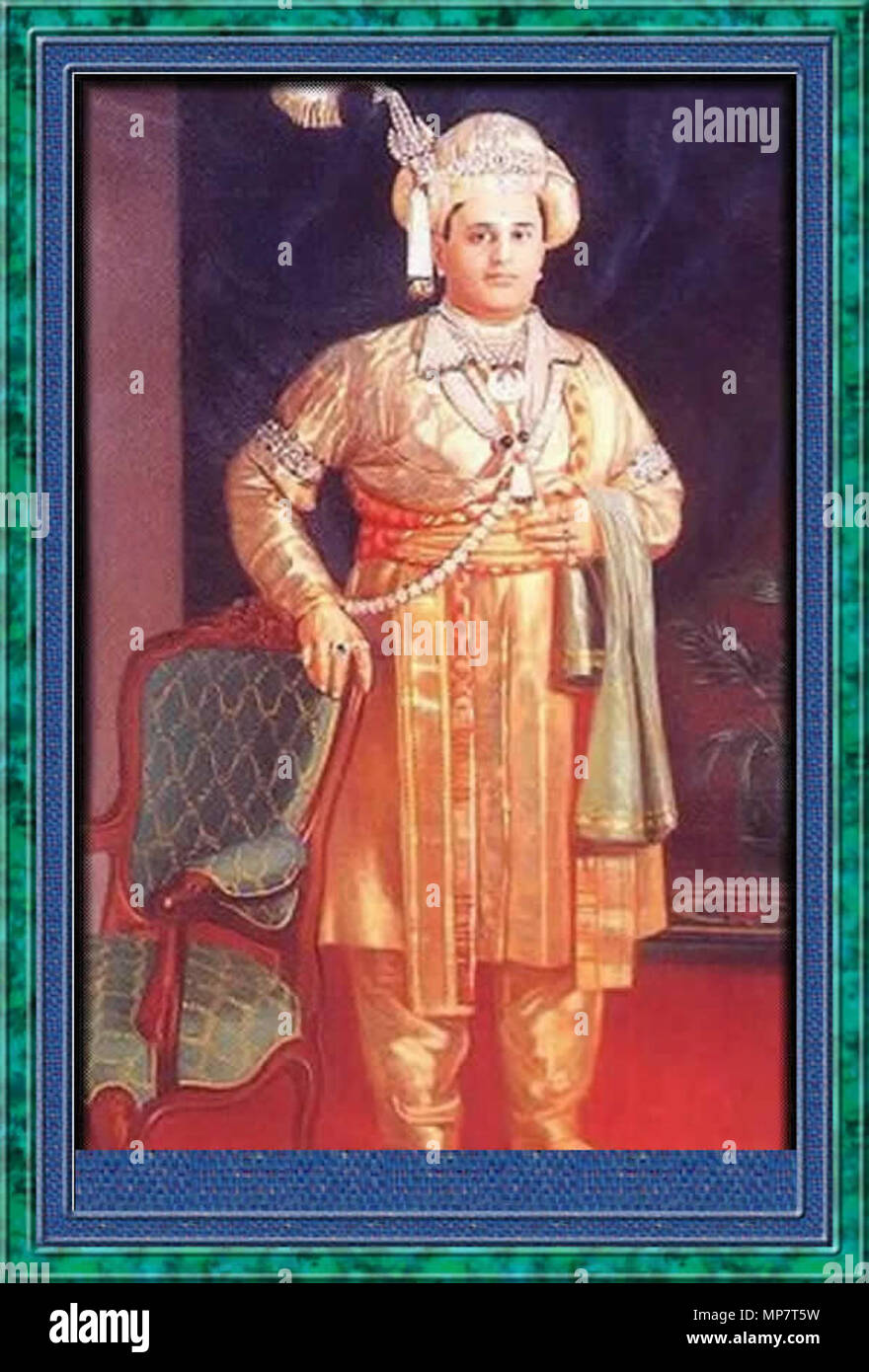 Jayachandra Maharaja's Portrait Painted on Canvas by M Ramanarasiah; displayed at the Jaganmohan ...
