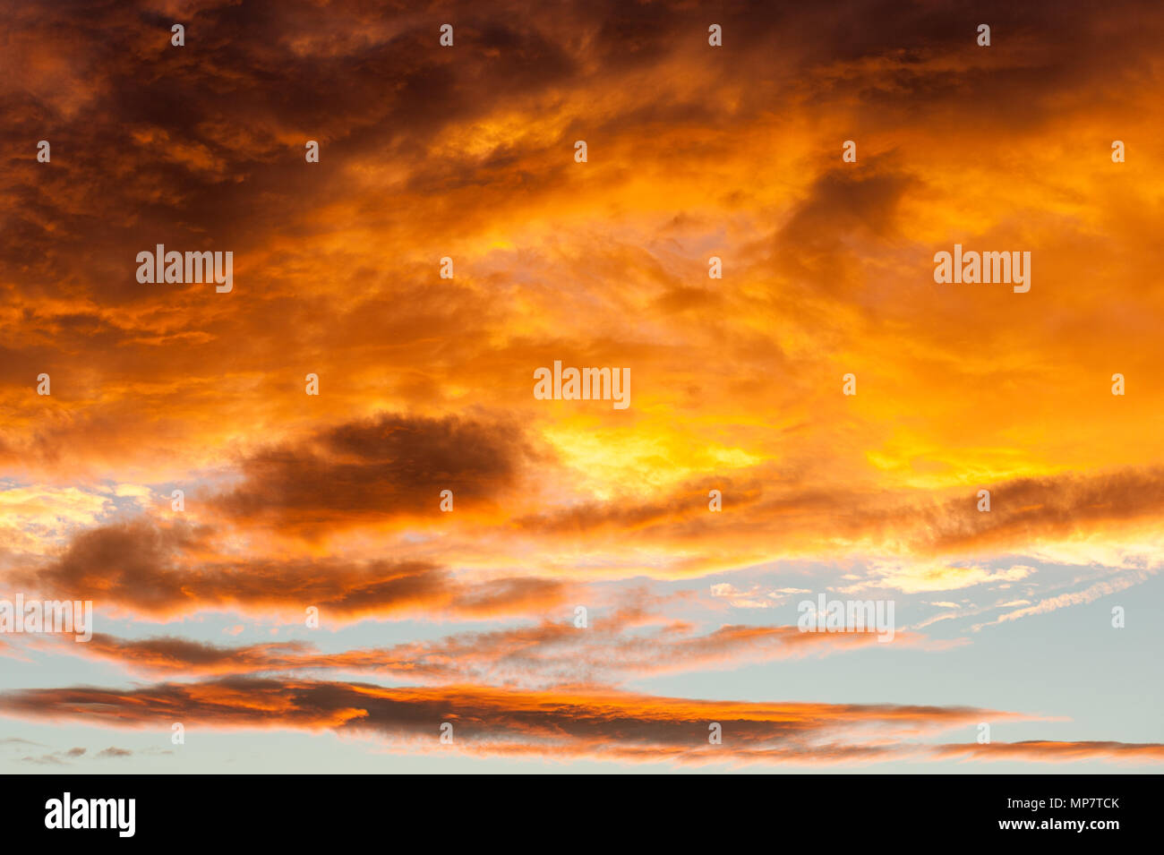 Indescribable golden cloud in beautiful blue sky at dusk. Fuji city ...