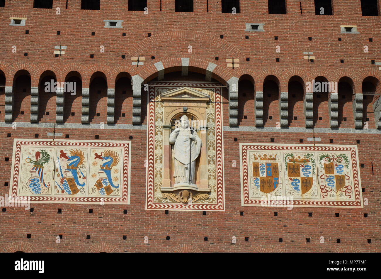 Sforza Castle, medieval architecture in Milan, Italy Stock Photo - Alamy