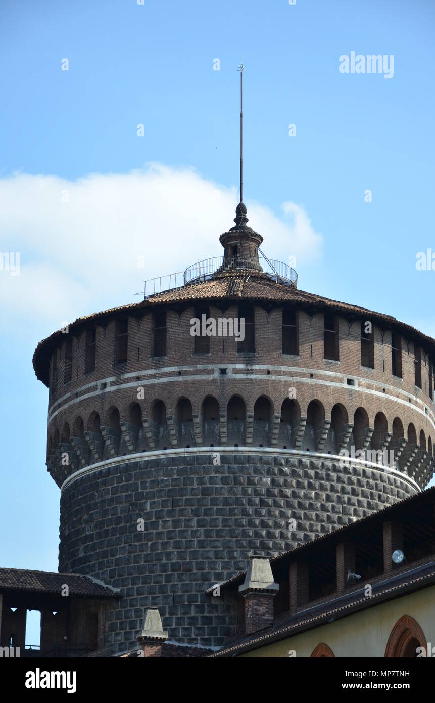 Sforza Castle, medieval architecture in Milan, Italy Stock Photo - Alamy