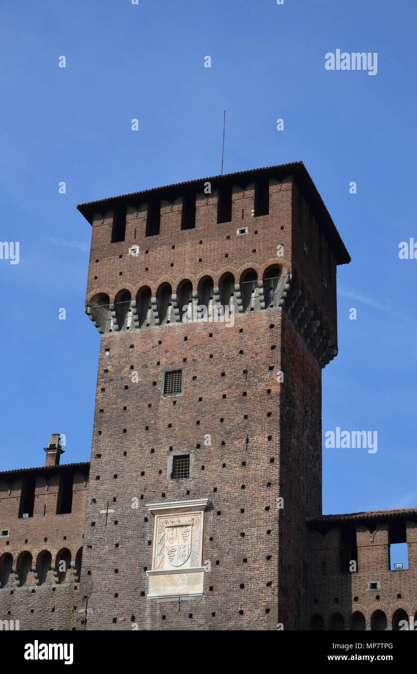 Sforza Castle, medieval architecture in Milan, Italy Stock Photo - Alamy