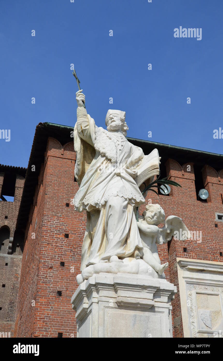 Sforza Castle, medieval architecture in Milan, Italy Stock Photo - Alamy