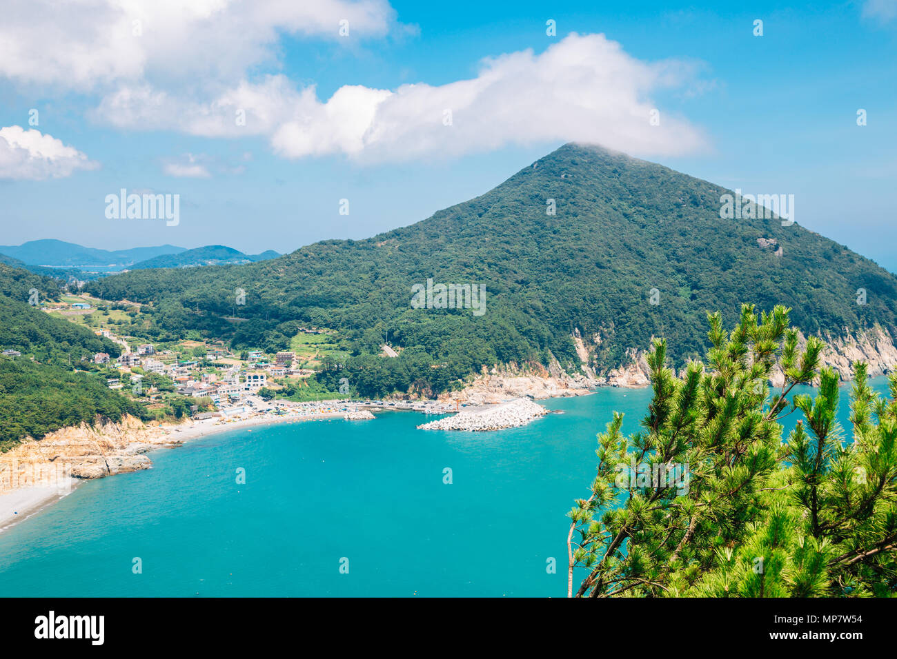 Yeocha pebble beach from observatory in Geoje, Korea Stock Photo - Alamy