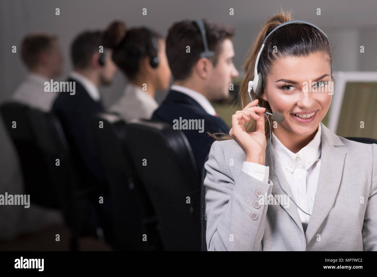 Beautiful sales woman headset hi-res stock photography and images - Alamy
