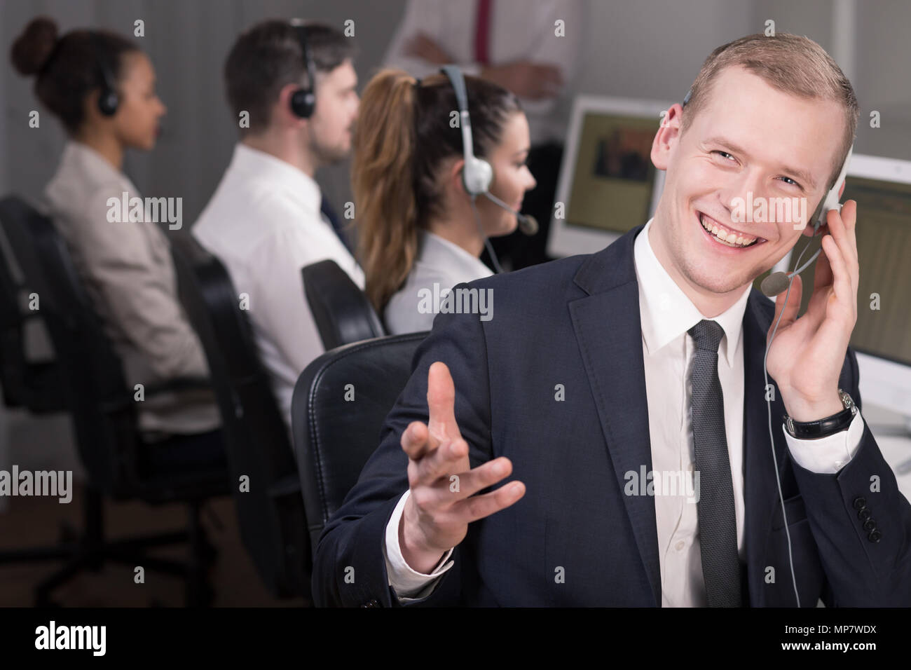 Man laughing call centre hi-res stock photography and images - Alamy