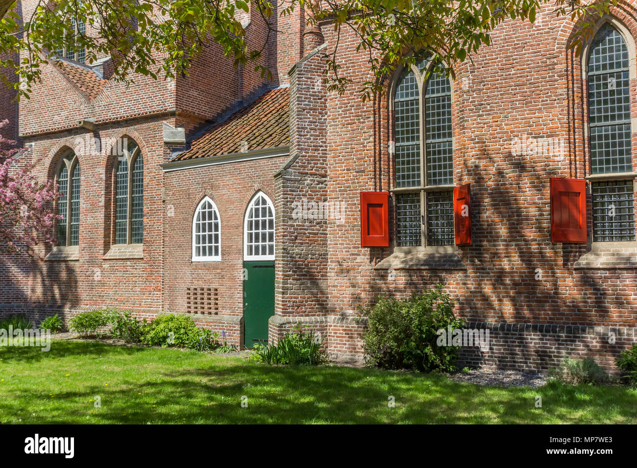 Door and windows of the Stephanus church in Hasselt, Holland Stock ...
