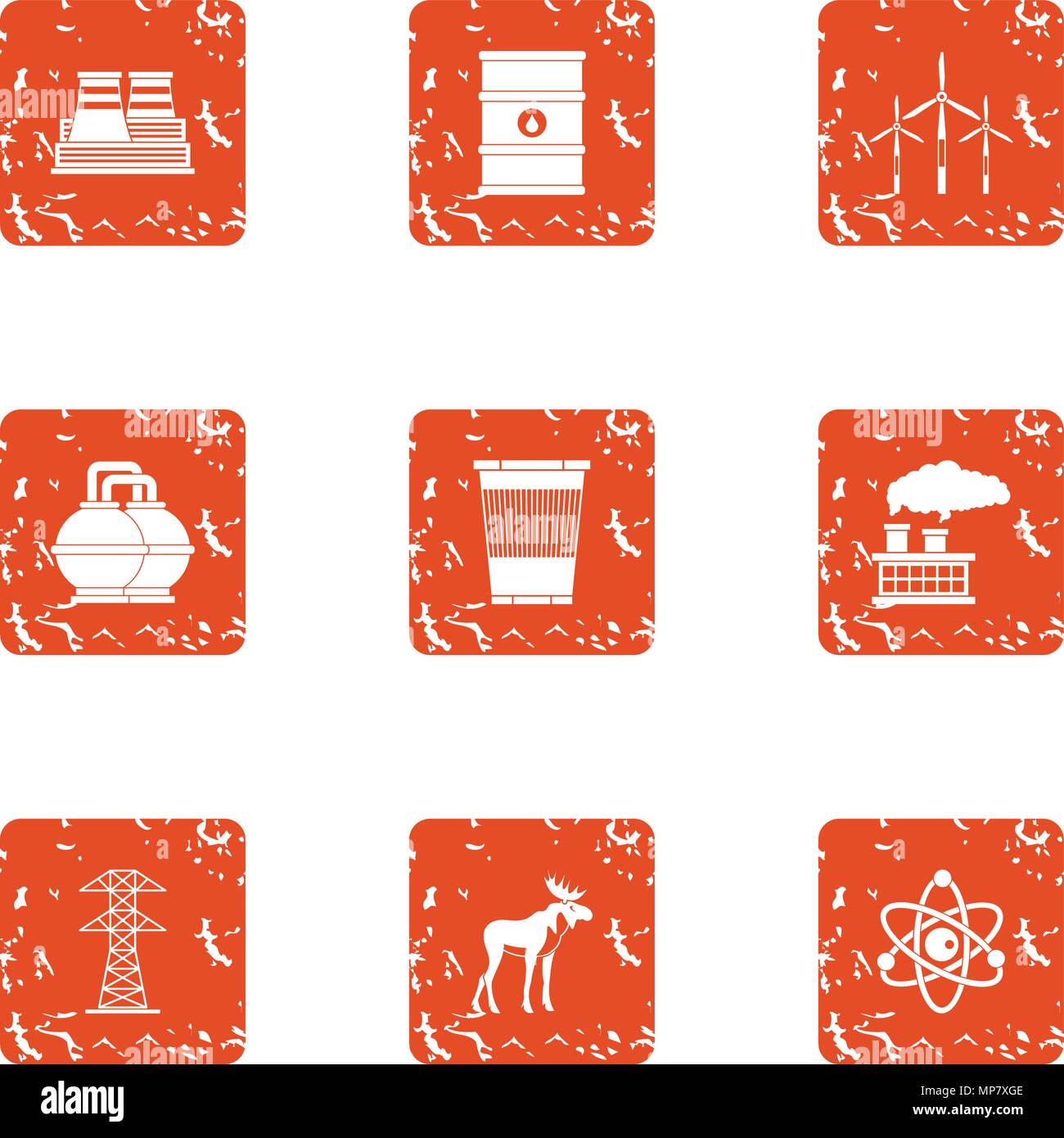 Hazardous environment icons set, grunge style Stock Vector Image & Art ...