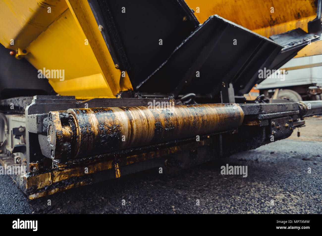 asphalt laying machines Stock Photo - Alamy
