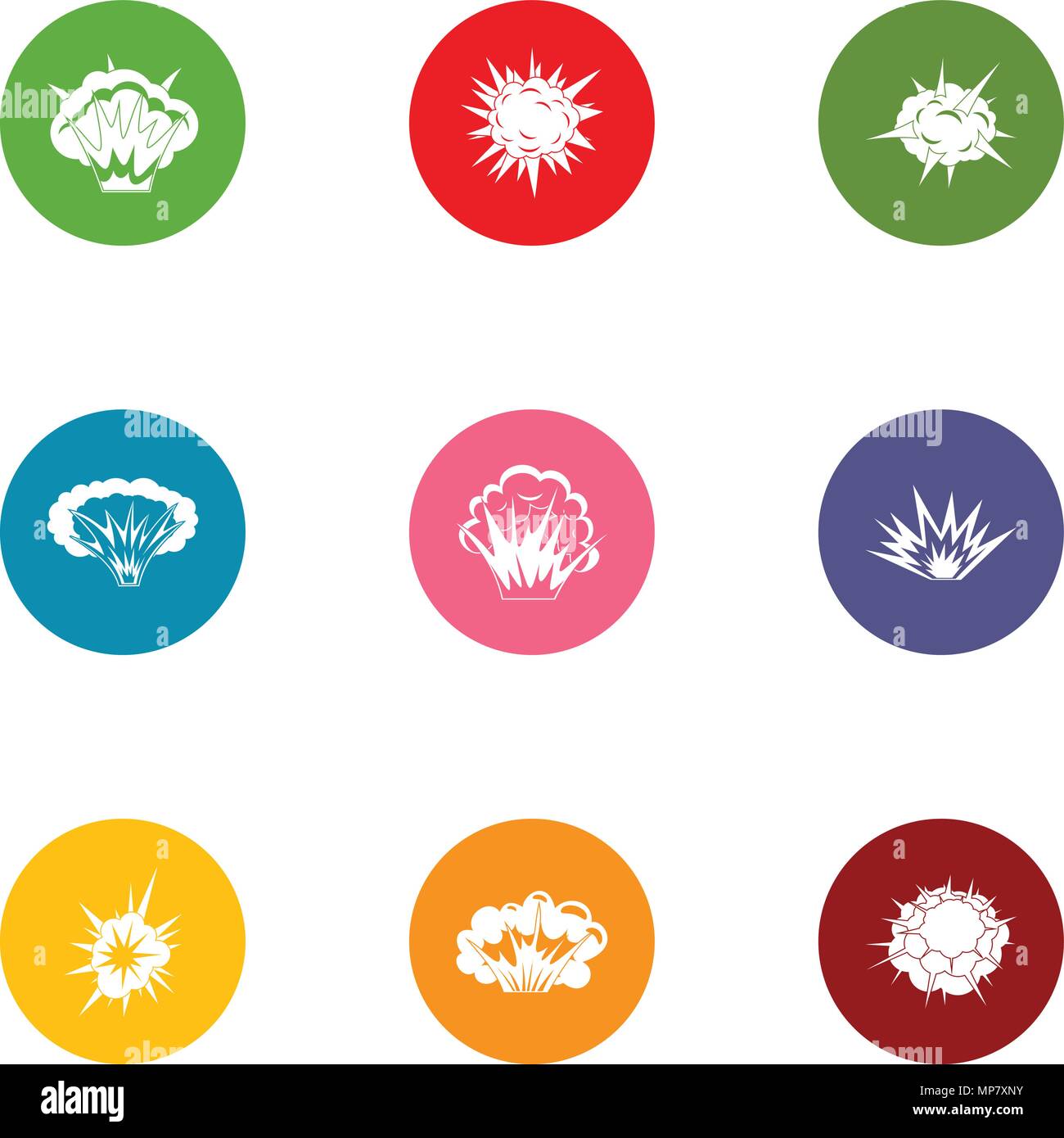 Boom icons set, flat style Stock Vector Image & Art - Alamy