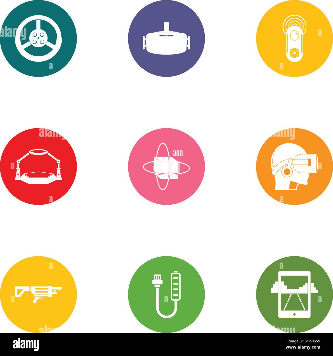 Auto control icons set, flat style Stock Vector Image & Art - Alamy