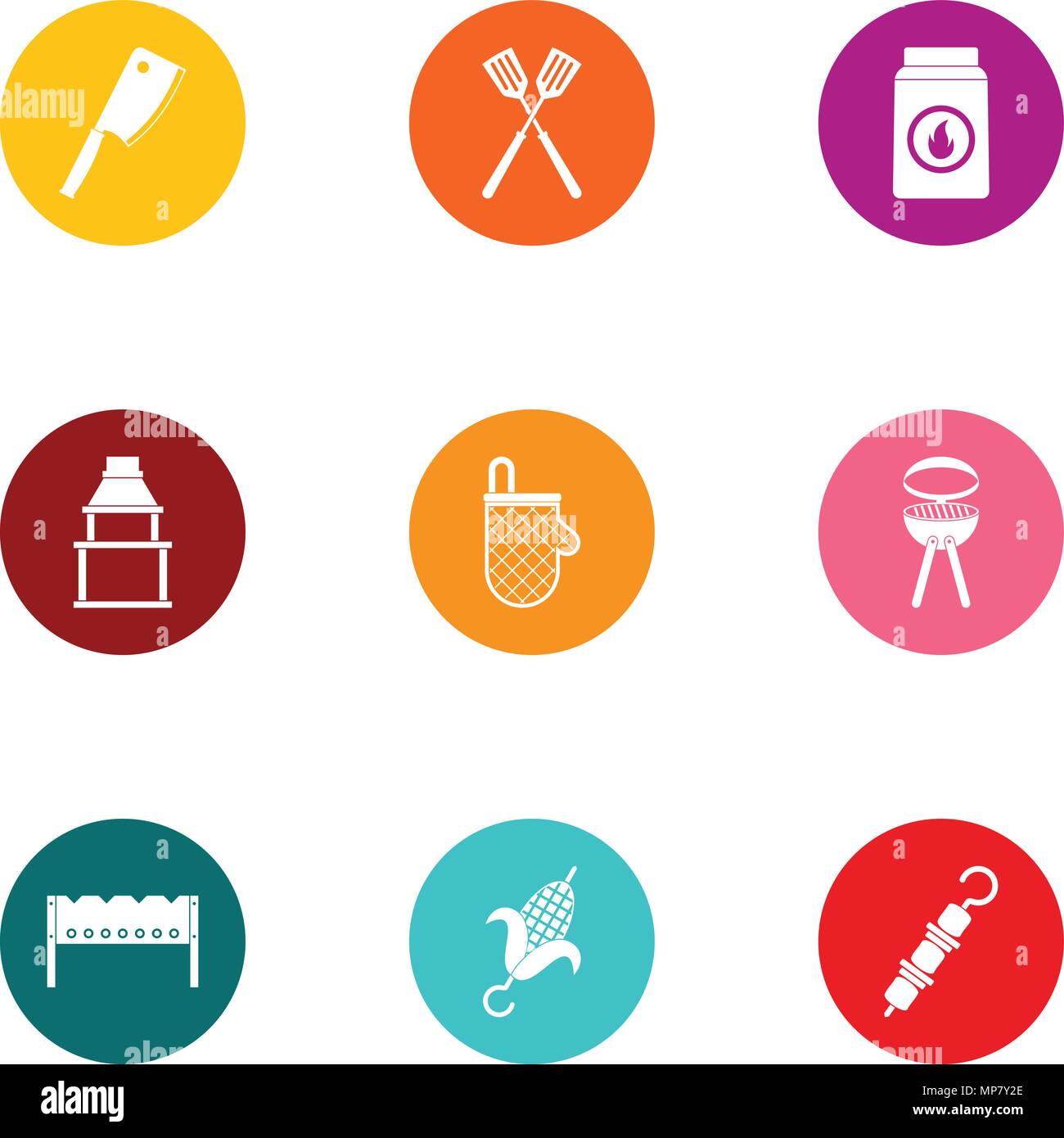 Cookout icons set, flat style Stock Vector Image & Art - Alamy