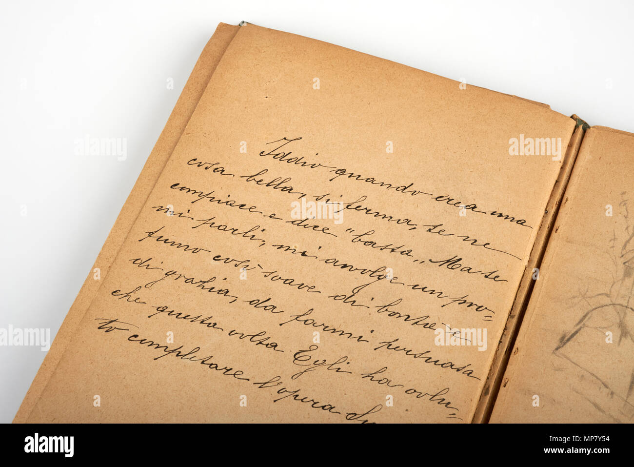 an old book with notes,poems, a nd thoughts, of the early 1900s Stock ...