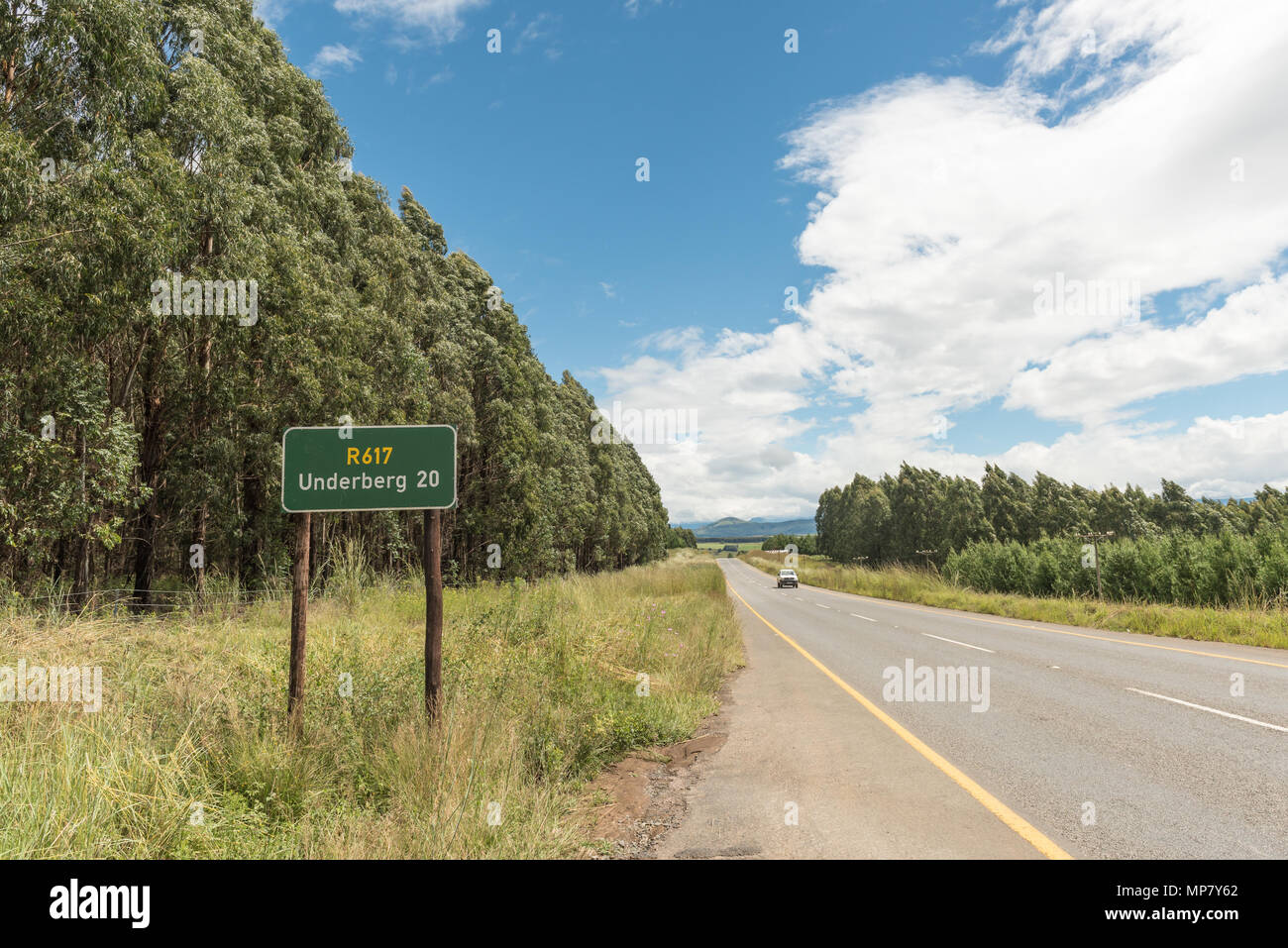 Landscape on road R617 near Underberg in the Kwazulu-Natal Province of ...