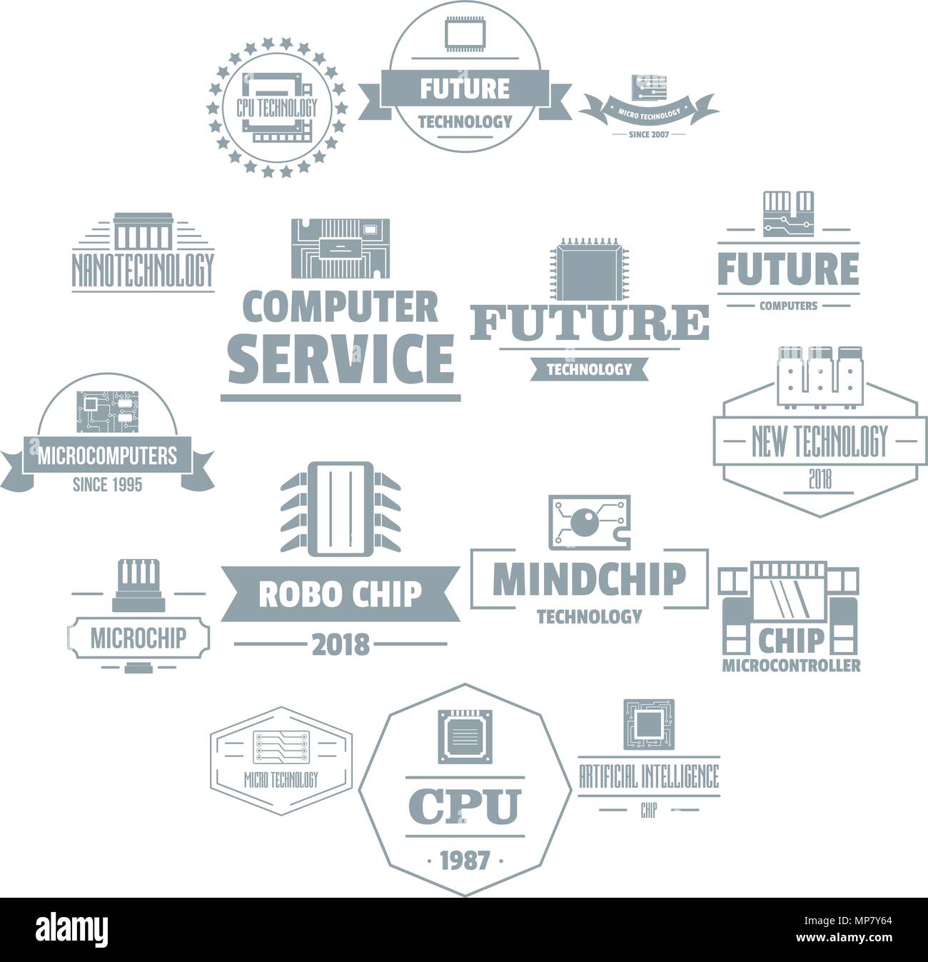 Future computer logo icons set, simple style Stock Vector Image & Art ...
