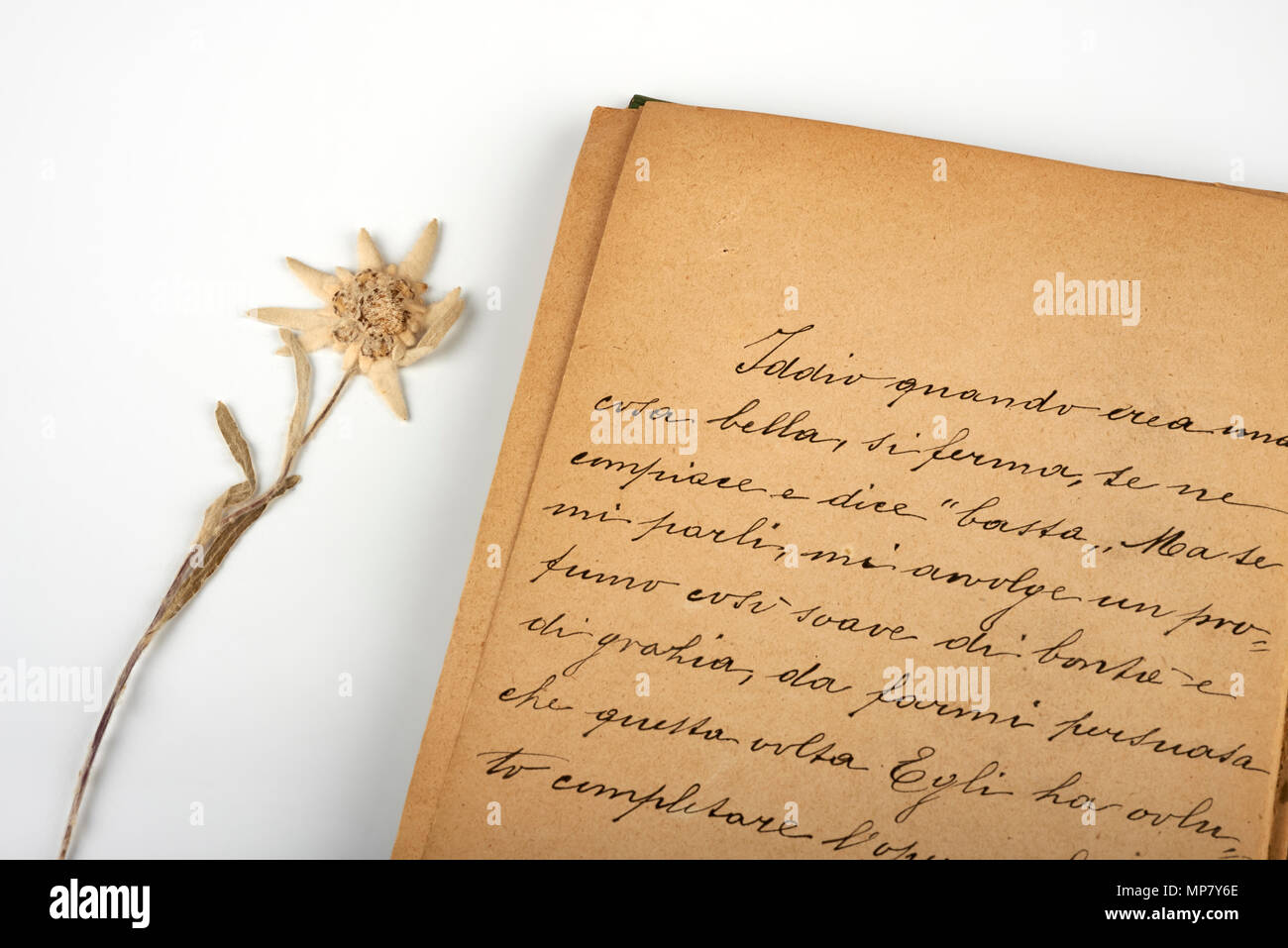 an old book with notes,poems, a nd thoughts, of the early 1900s Stock ...