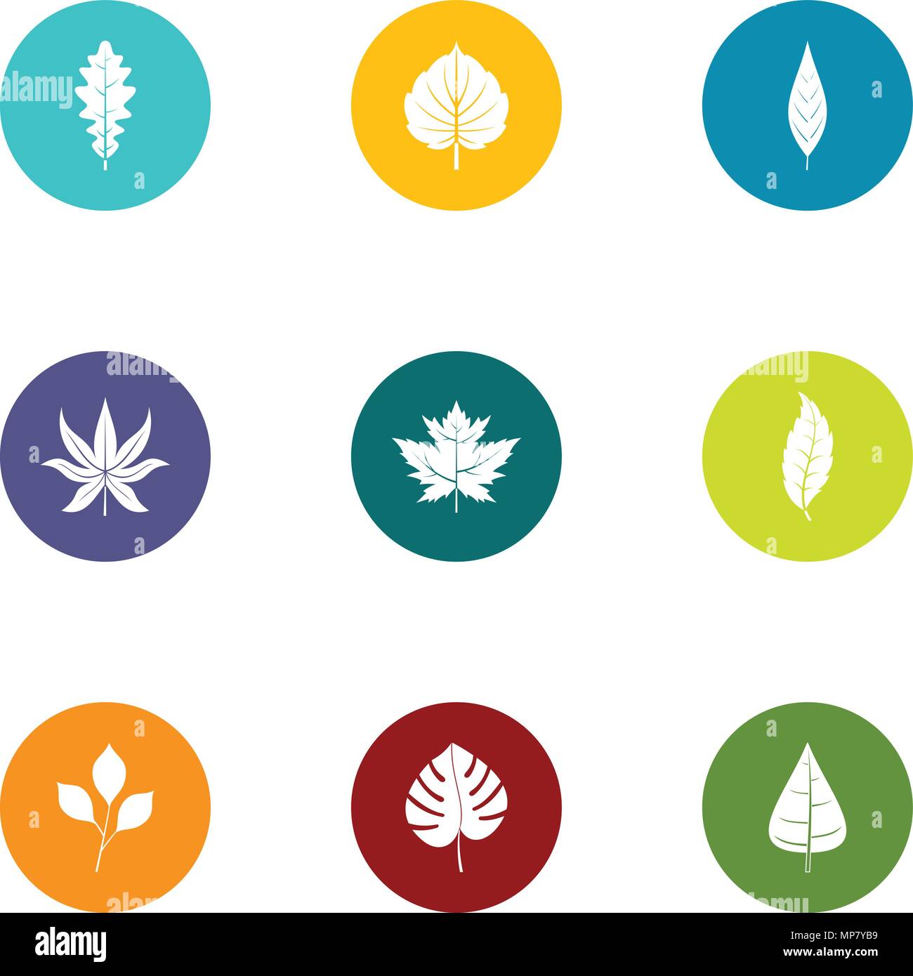 Foliage icons set, flat style Stock Vector Image & Art - Alamy