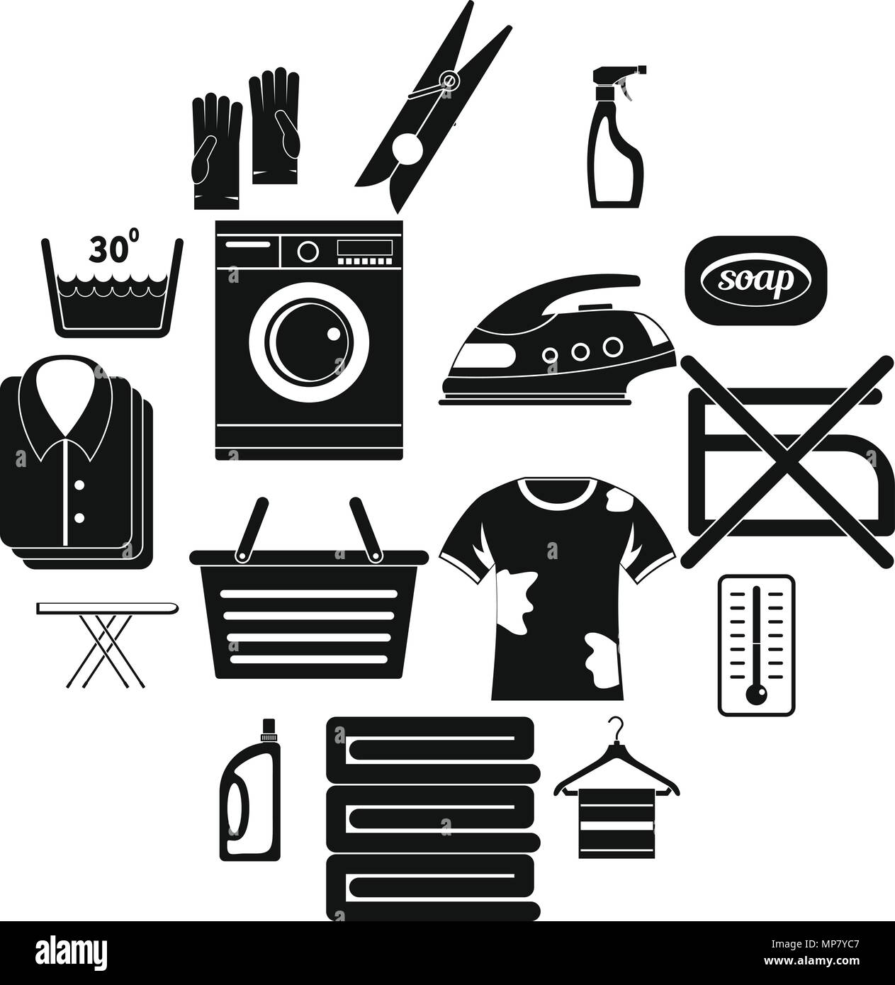 Laundry icons set, simple style Stock Vector Image & Art - Alamy