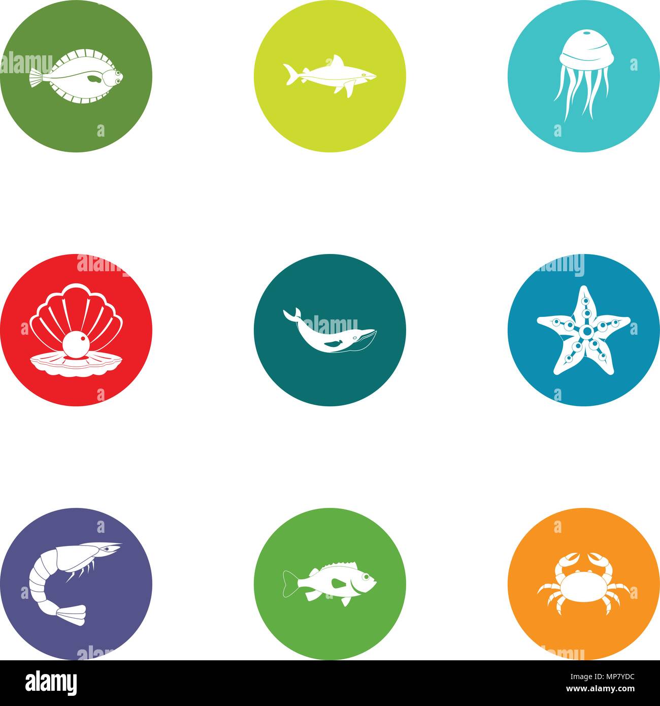 Underwater life icons set, flat style Stock Vector Image & Art - Alamy