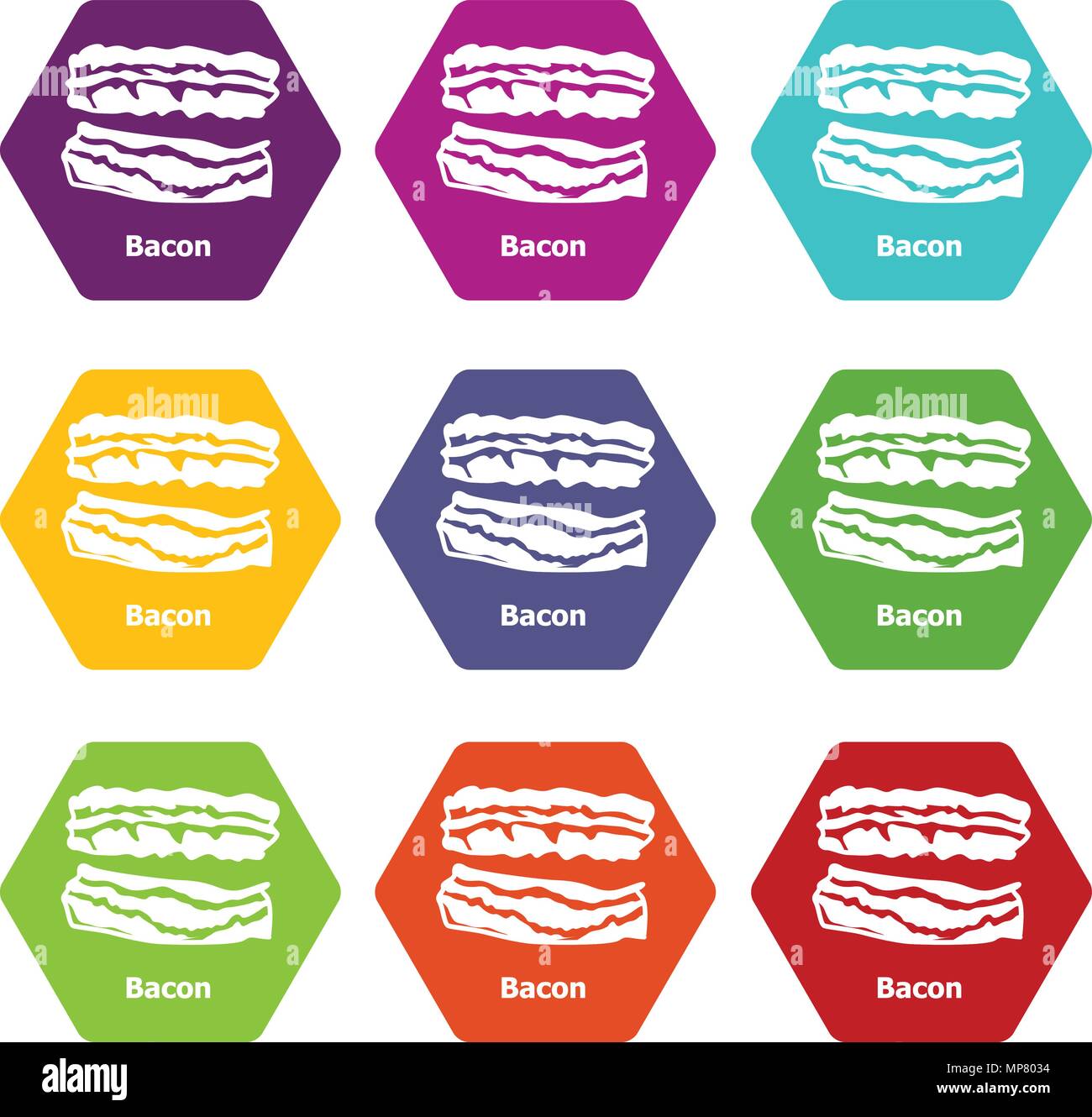 Bacon icons set 9 vector Stock Vector Image & Art - Alamy