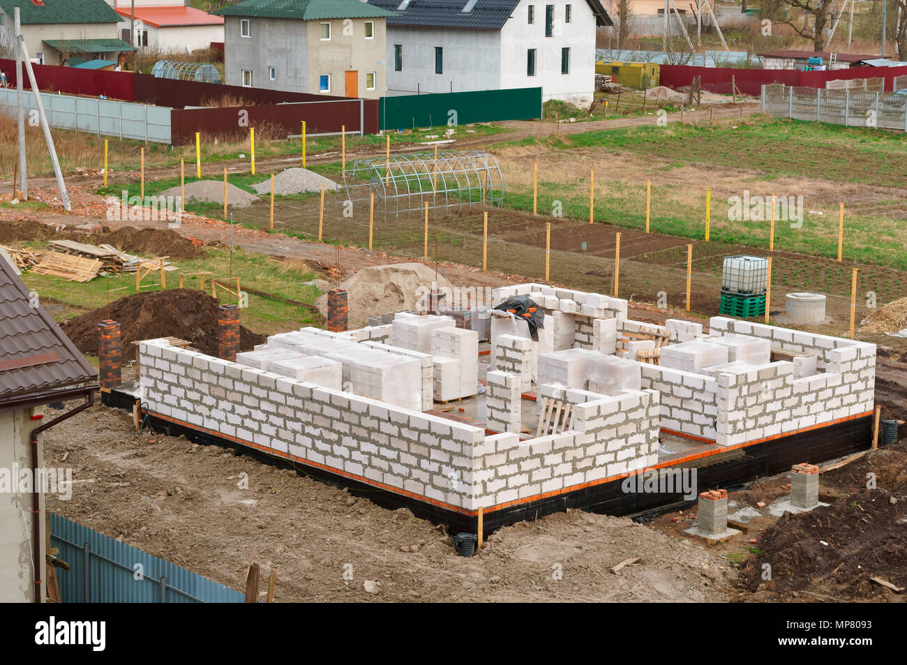 cement-filled Foundation of a private house, the Foundation of the ...