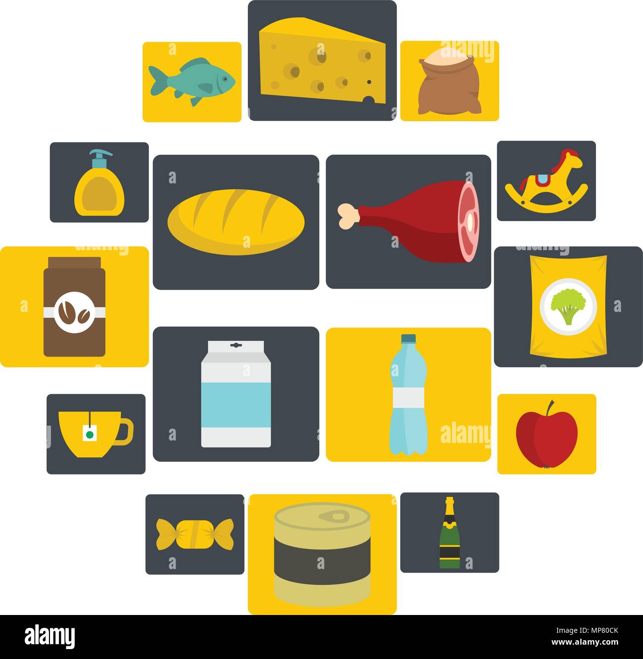 Shop navigation foods icons set in flat style Stock Vector Image & Art ...