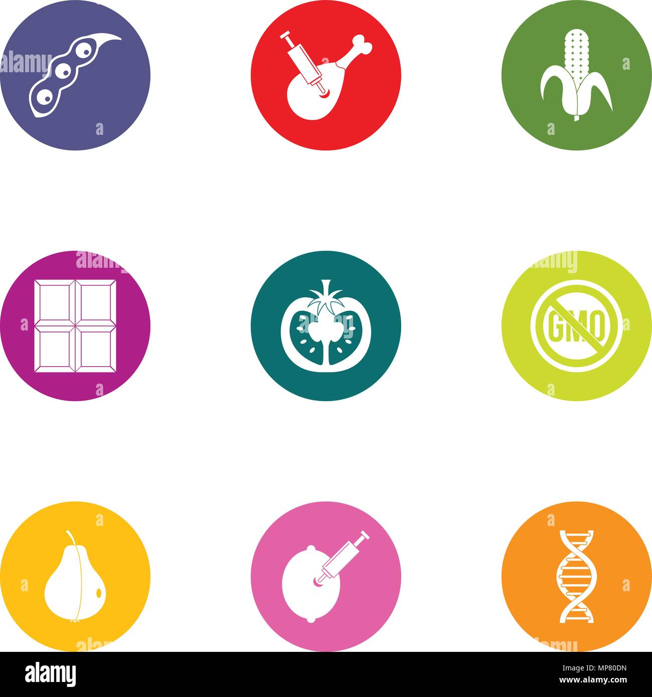 Gmo icons set, flat style Stock Vector Image & Art - Alamy