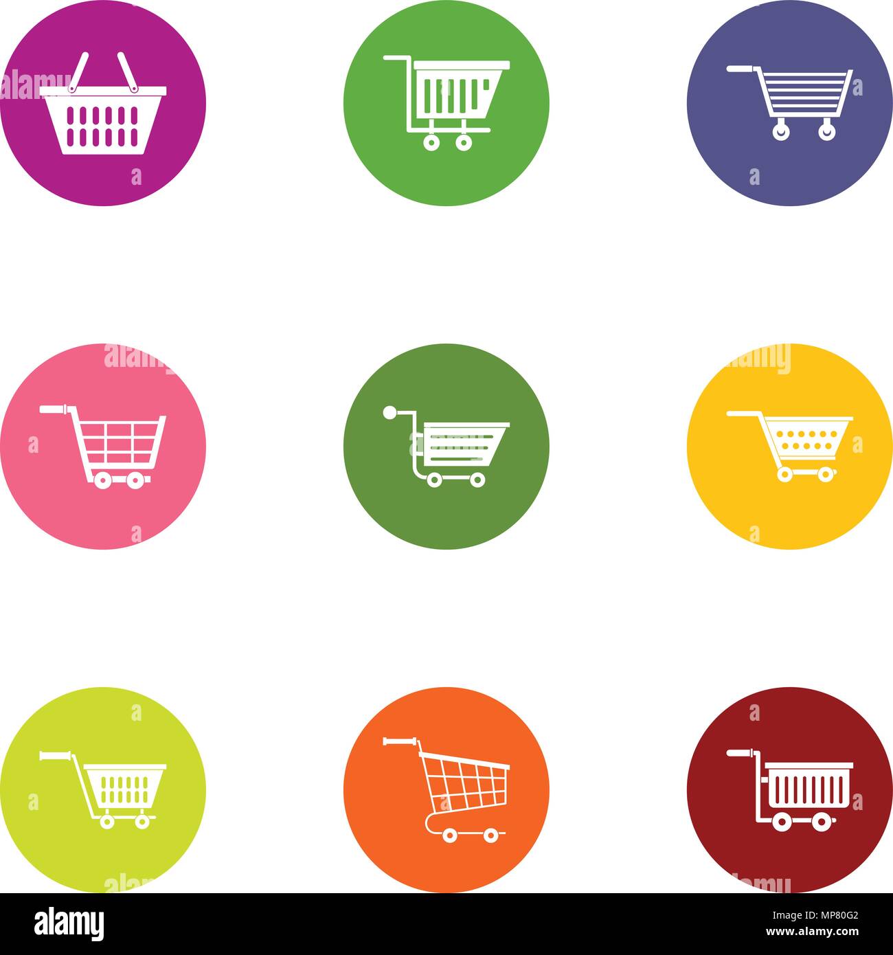 Market cart icons set, flat style Stock Vector Image & Art - Alamy