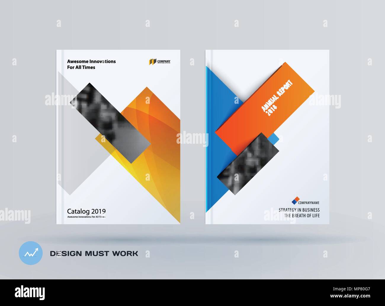 Brochure design rectangular template. Colourful modern abstract set ...